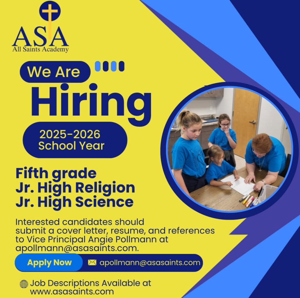 Job Opportunities - All Saints Academy Catholic School